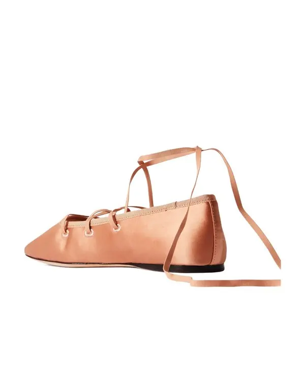 LOEFFLER RANDALL Satin Ballet Flats With Ankle Straps