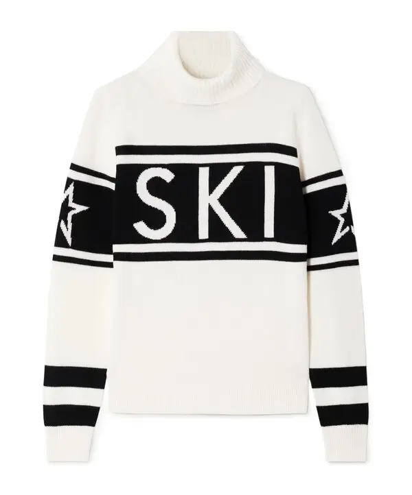 Perfect Moment Schild Intarsia Merino Wool Turtleneck Sweater - No