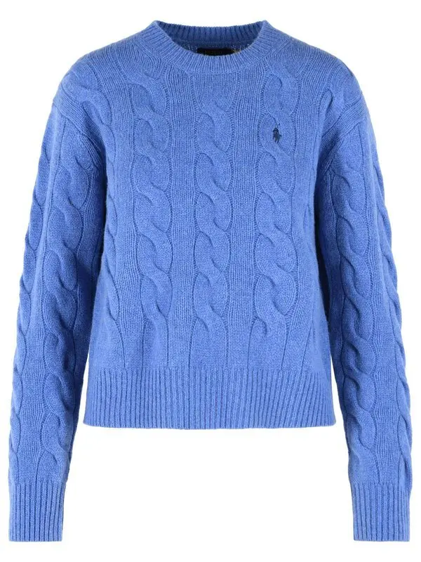 Polo Ralph Lauren Embroidered Cable-knit Jumper - Blue