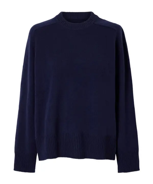 Loulou De Saison Loose Dark Blue Crew Neck Knit Sweater - Black