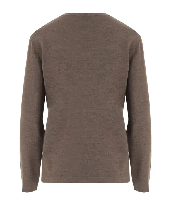 THE ROW Long Sleeve V-neck Sweater With Lateral Slits - Brown