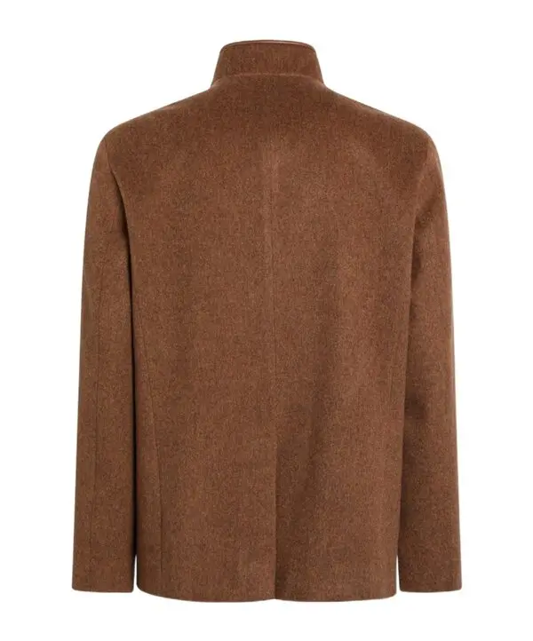 Loro Piana Long Sleeve Button-up Jacket With Leather Trim
