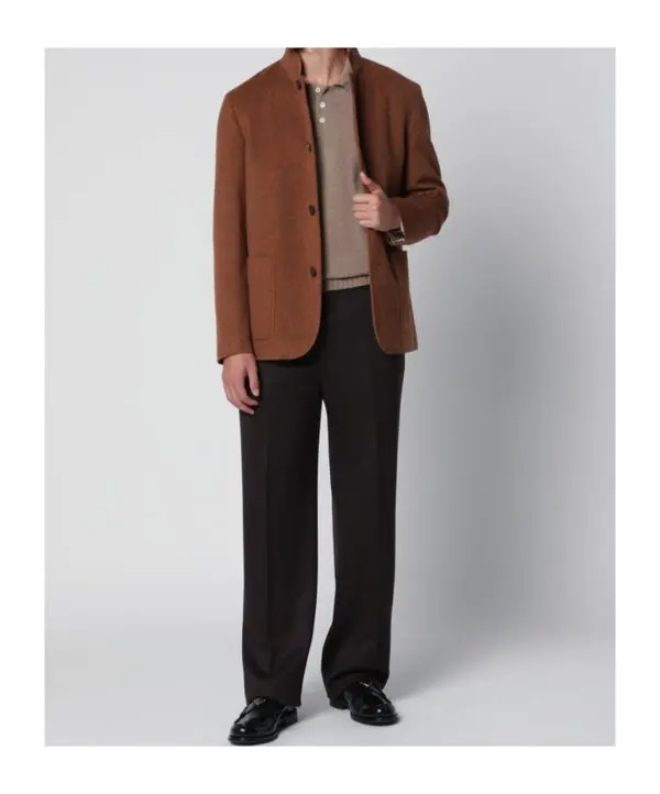 Loro Piana Long Sleeve Button-up Jacket With Leather Trim