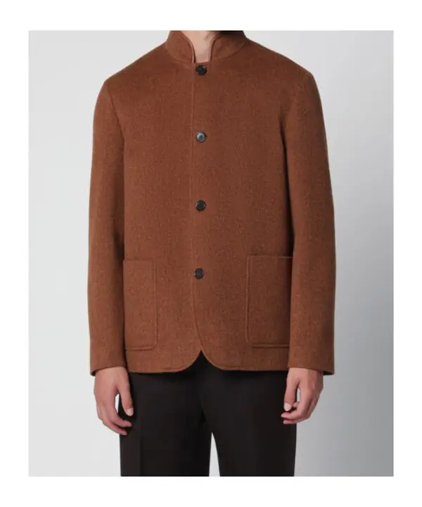 Loro Piana Long Sleeve Button-up Jacket With Leather Trim