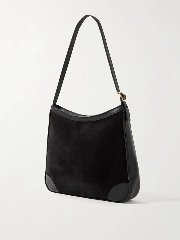 NILI LOTAN Trimmed Suede Shoulder Bag