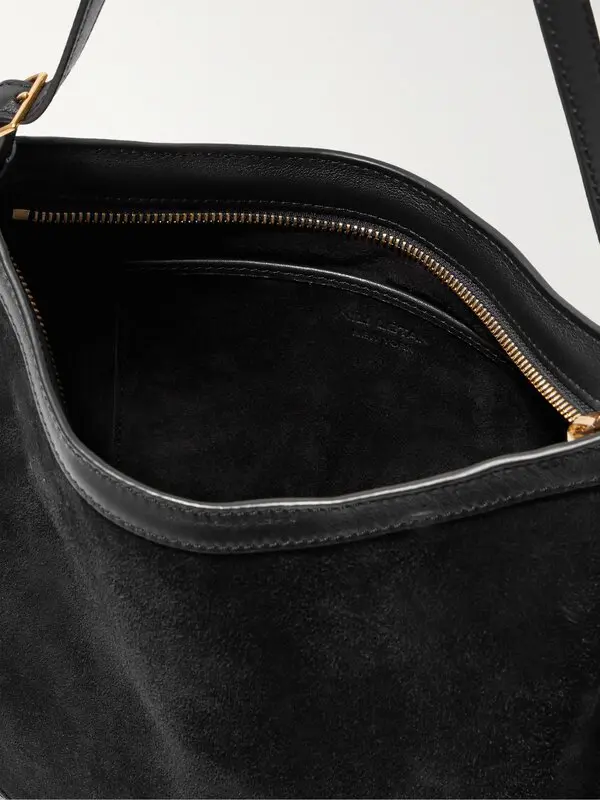 NILI LOTAN Trimmed Suede Shoulder Bag
