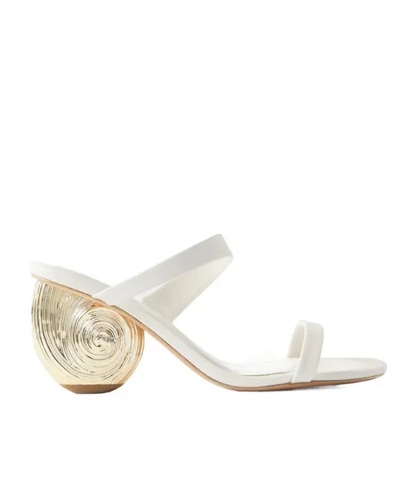Simkhai Two-strap Slingback Mules With Metallic Spiral Block Heel