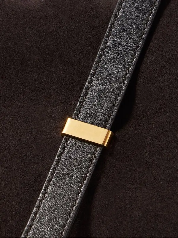 NILI LOTAN Trimmed Suede Shoulder Bag - Black