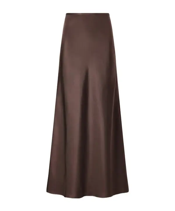 Loulou De Saison Dark Smooth Satin Long Skirt