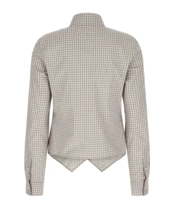 MAISON MARGIELA Checkered Pointed Hem Shirt - Beige
