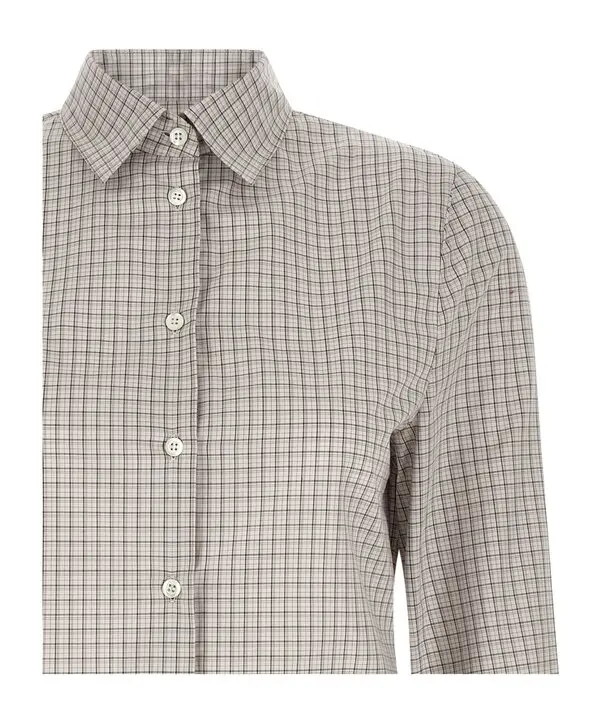 MAISON MARGIELA Checkered Pointed Hem Shirt - Beige
