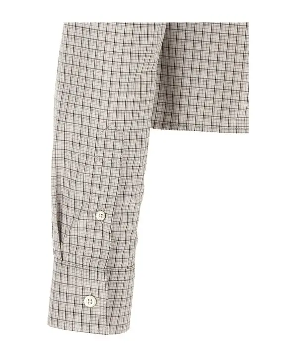 MAISON MARGIELA Checkered Pointed Hem Shirt - Beige