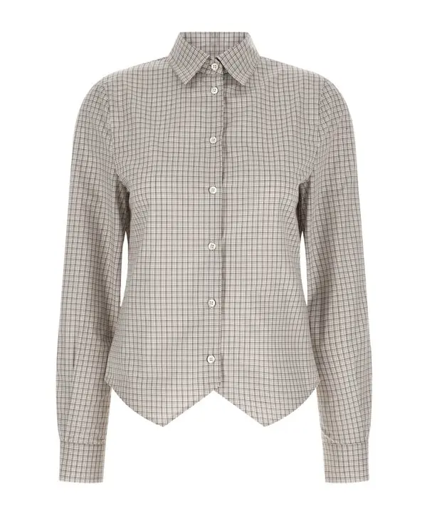 MAISON MARGIELA Checked Long Sleeve Shirt - Beige