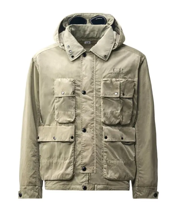 C.P. COMPANY Hooded Jacket With Chest Pocket Detail - Beige