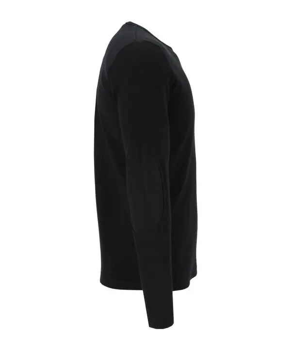 MAISON MARGIELA Long Sleeve Knitted Top With Contrasting Elbow Patches - Black