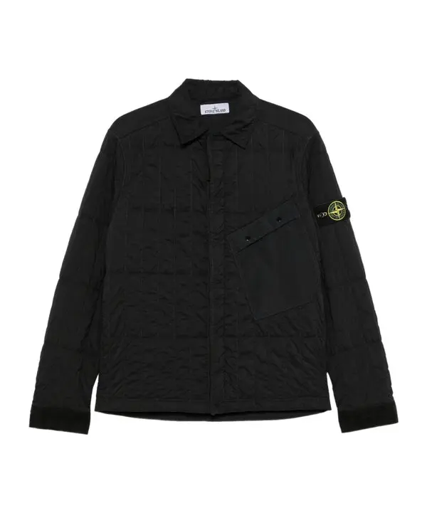 Stone Island Quilted Zip-up Jacket With Stand Collar