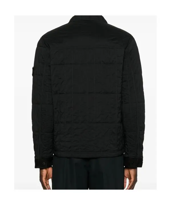 Stone Island Quilted Zip-up Jacket With Stand Collar