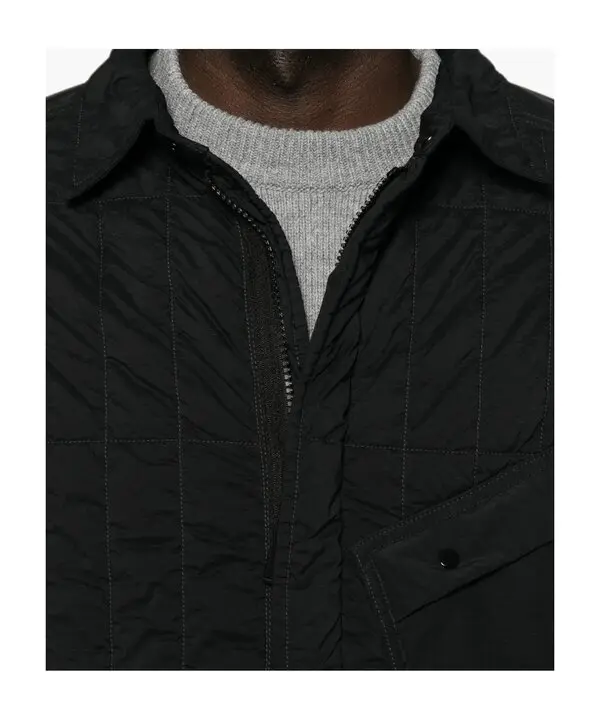 Stone Island Quilted Zip-up Jacket With Stand Collar
