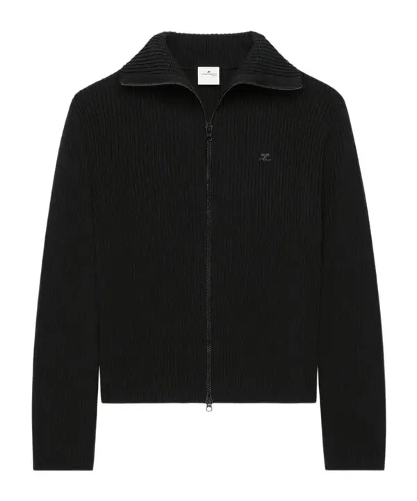 COURREGES Ribbed Wool Zipped Sweater