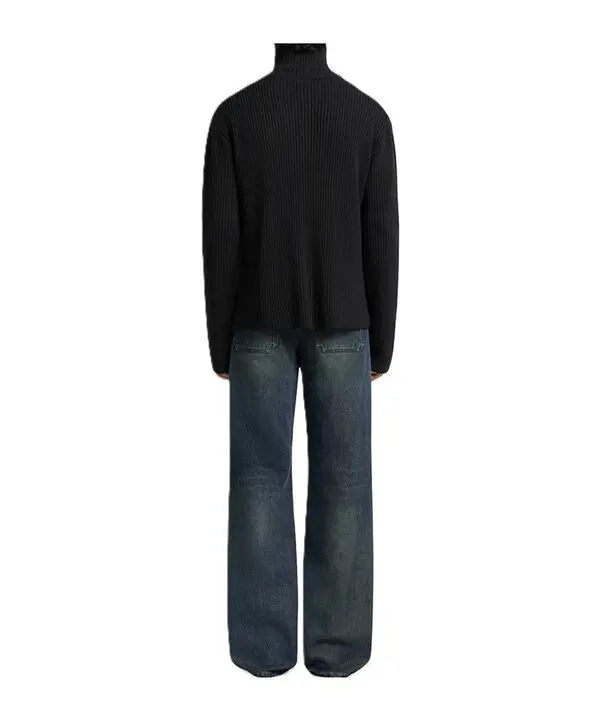 COURREGES Ribbed Wool Zipped Sweater