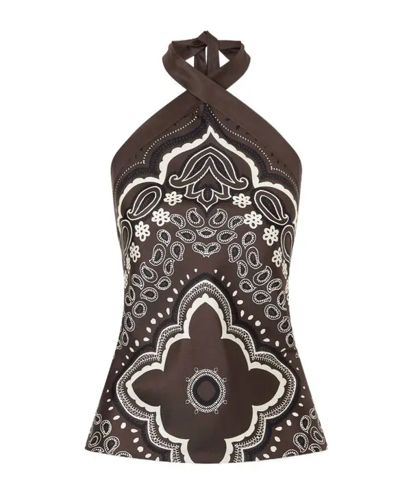 NILI LOTAN Satin Camisole Top - Brown