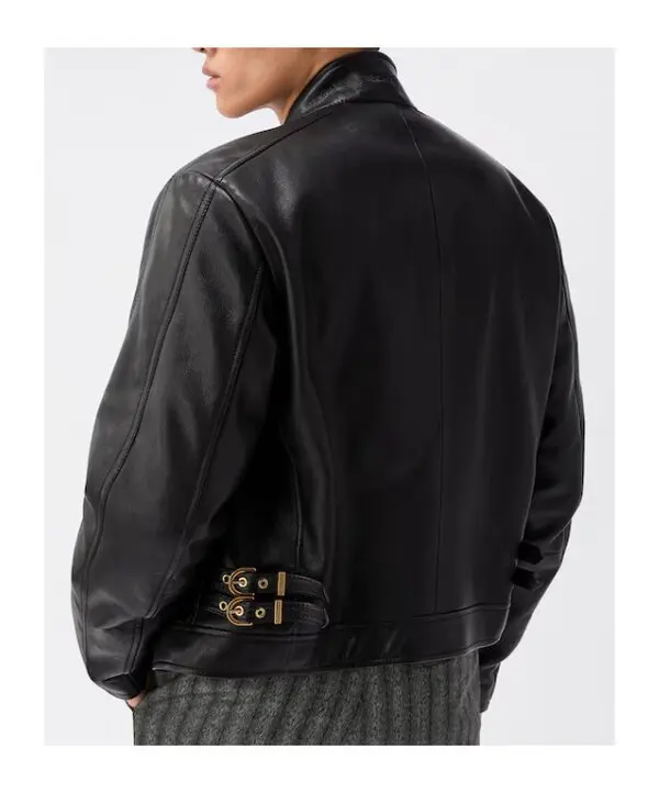 Versace Leather Biker Jacket With Medusa Hardware