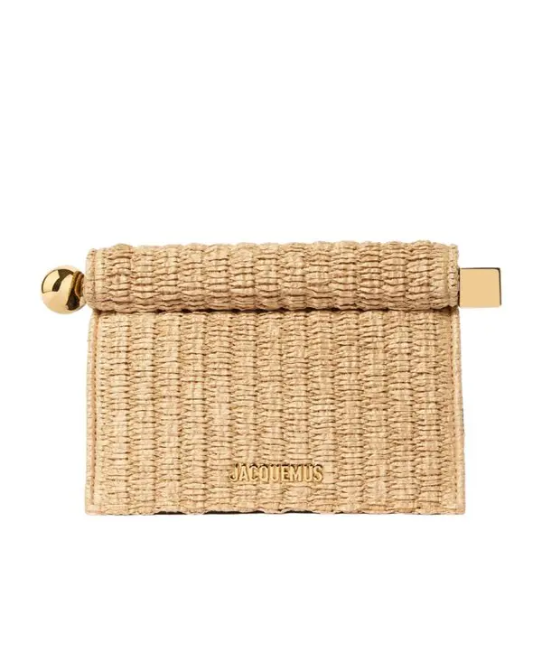 Jacquemus La Petite Pochette Raffia Clutch Bag With Chain Strap
