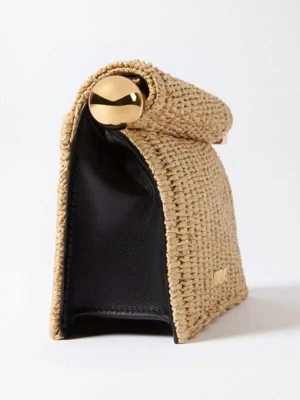 Jacquemus La Petite Pochette Raffia Clutch Bag With Chain Strap