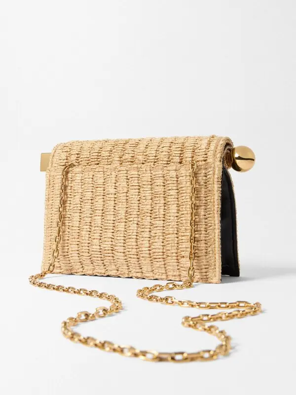 Jacquemus La Petite Pochette Raffia Clutch Bag With Chain Strap
