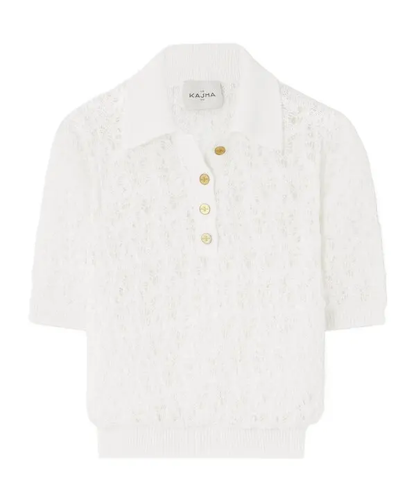 Le Kasha Open-knit Organic Linen Polo Shirt