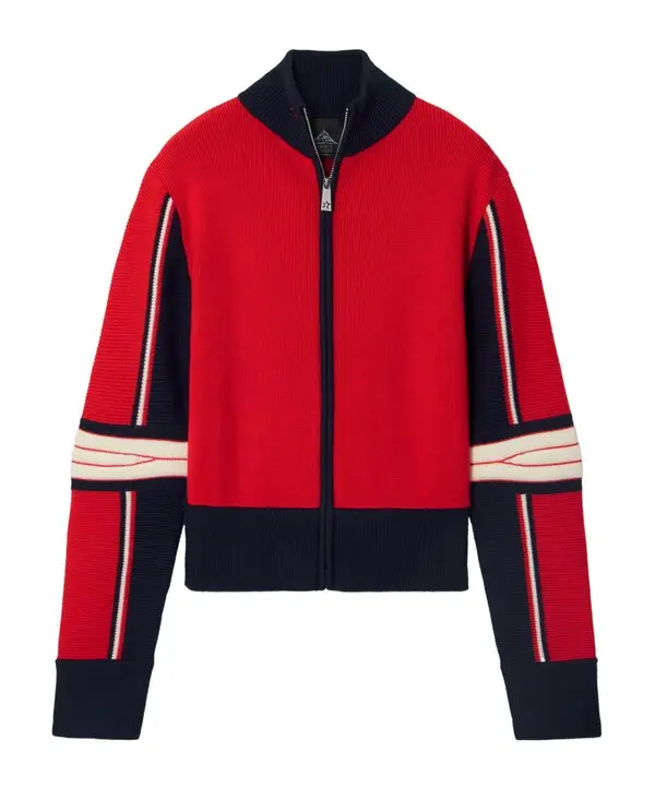 Perfect Moment Merino Wool Zip-up Cardigan With High Neck