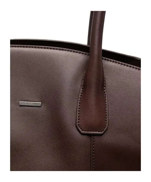 Emporio Armani Logo-plaque Leather Tote Bag