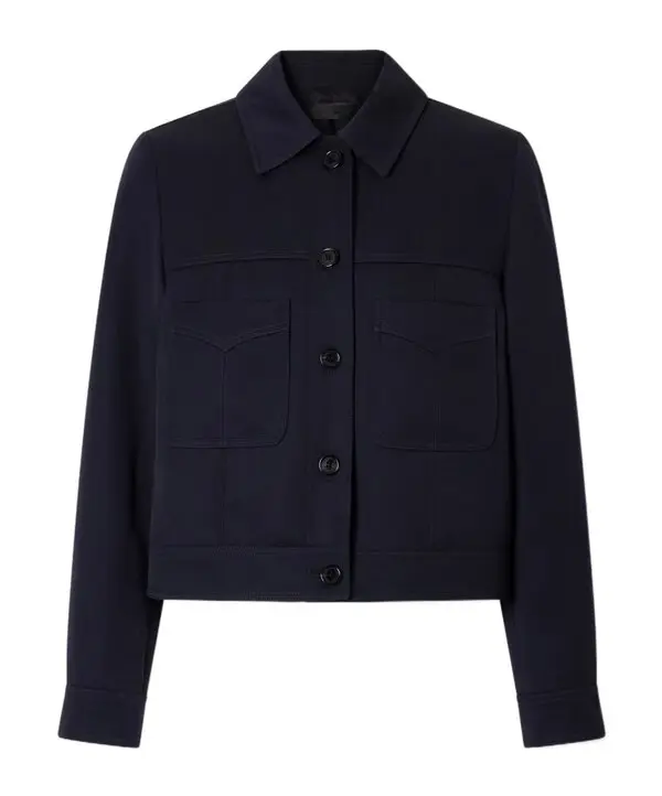 NILI LOTAN Navy Blue Cropped Jacket - Black