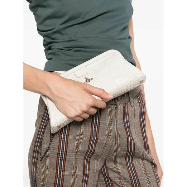 VIVIENNE WESTWOOD Orb Croc-effect Clutch Bag
