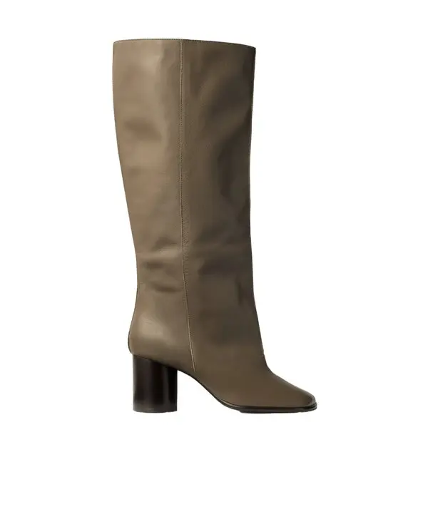LEMAIRE Crease Sleeve Boots In Soft Glossy Leather - Elephant Color
