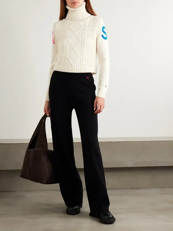 Perfect Moment Cable-knit Roll-neck Top