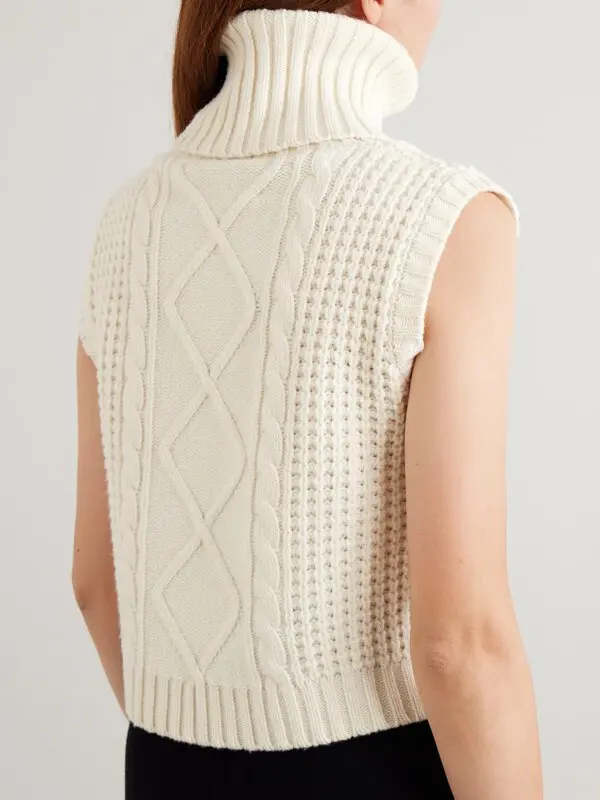 Perfect Moment Cable-knit Roll-neck Top