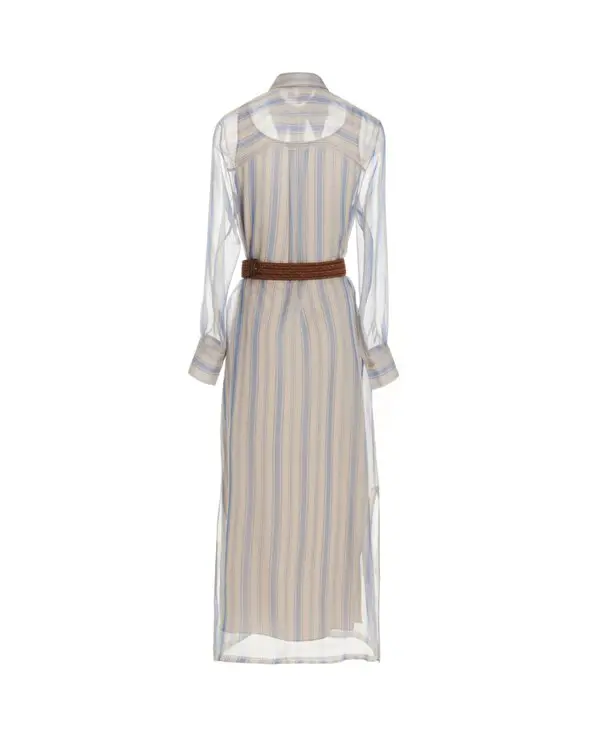 Brunello Cucinelli Striped Maxi Silk Shirt Dress