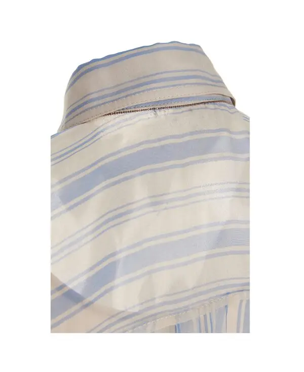 Brunello Cucinelli Striped Maxi Silk Shirt Dress