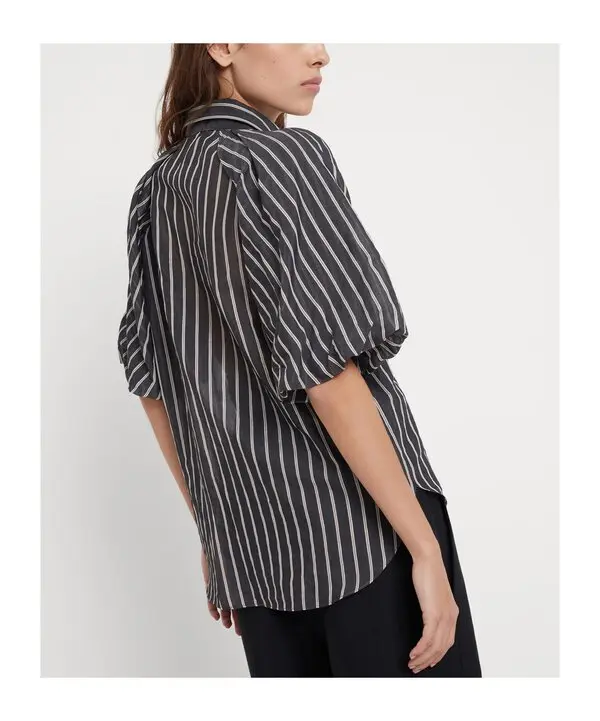 Brunello Cucinelli Stripe Detailed Curved Hem Blouse