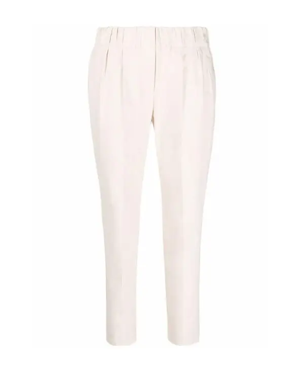 Brunello Cucinelli Cropped Slim-cut Trousers - White