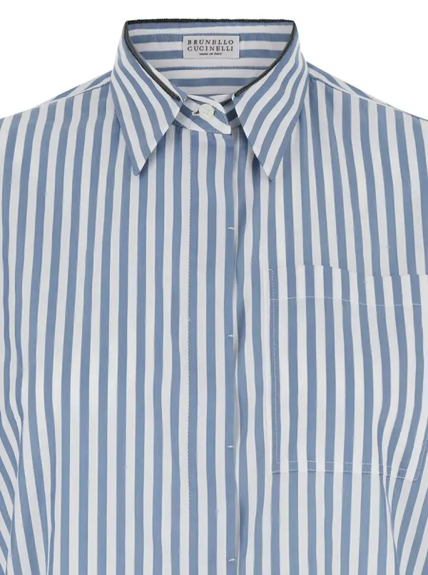 Brunello Cucinelli Stripe Detailed Buttoned Shirt