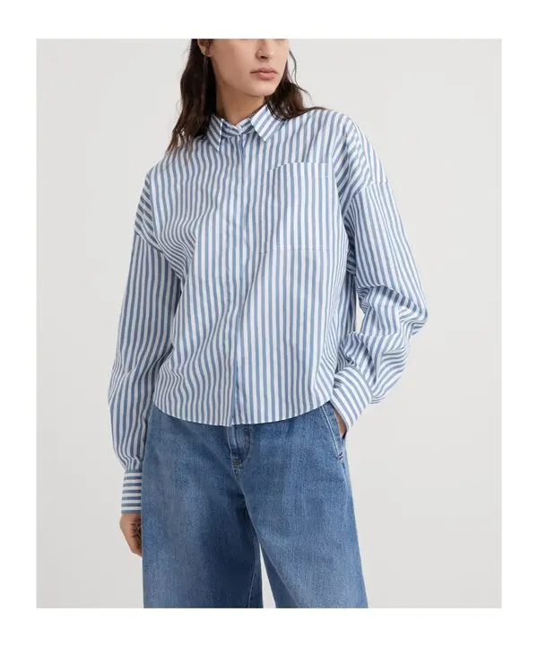 Brunello Cucinelli Stripe Detailed Buttoned Shirt