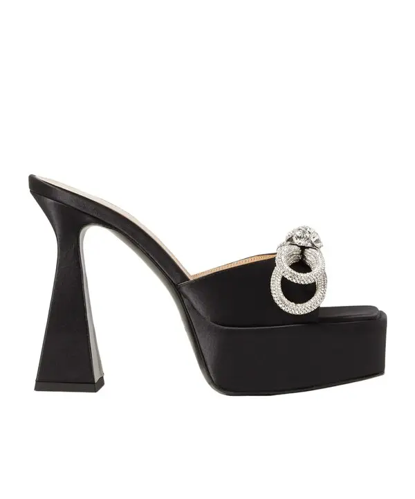 MACHMACH Double Bow Crystal-embellished Platform Mules