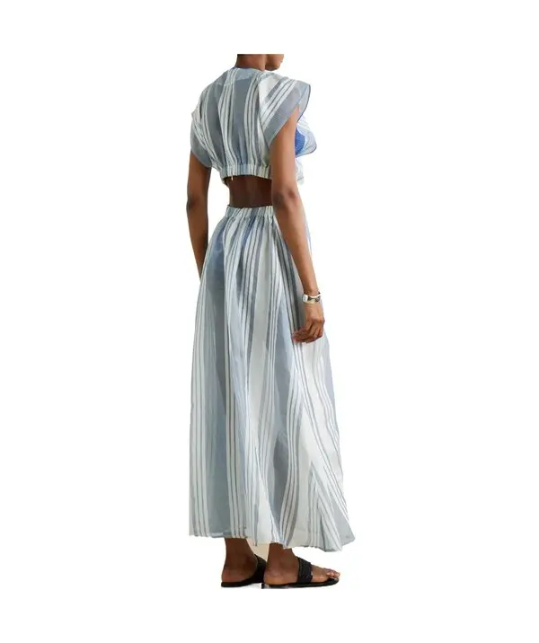 ADMONA Striped Mesh Maxi Dress