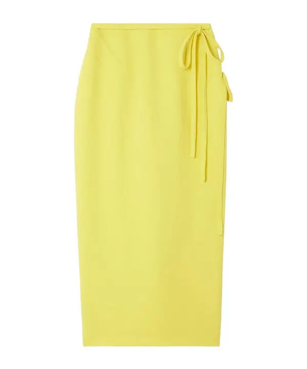EMILIA WICKSTEAD Crepe Midi Skirt With Tie Detail - Yellow