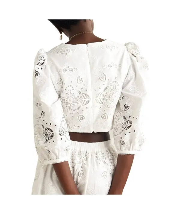 Borgo De Nor Embroidered Cropped Top