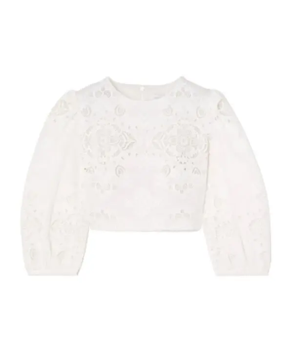 Borgo De Nor Embroidered Poplin Cropped Top