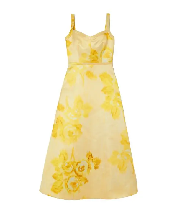 EMILIA WICKSTEAD Elvita Floral-print Duchesse-satin Midi Dress - Nude