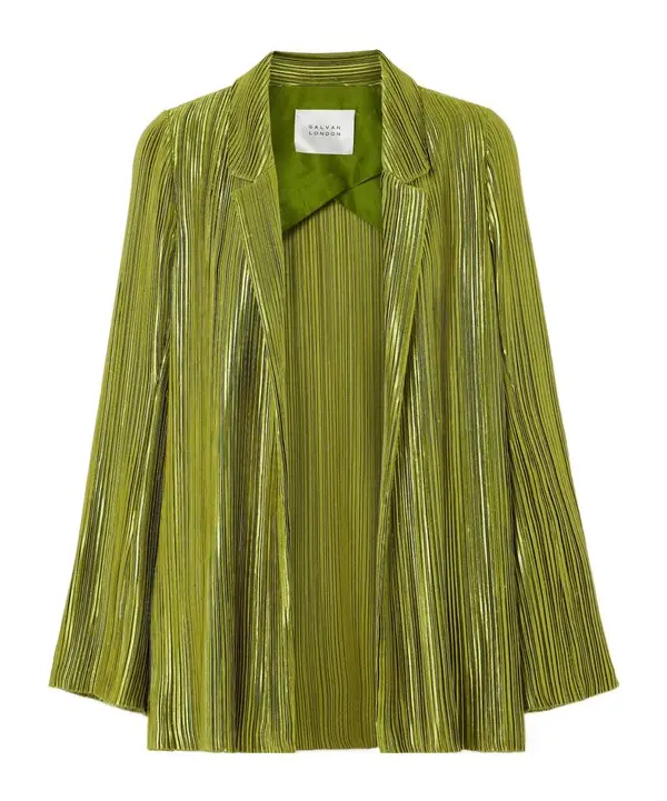 Galvan Pleated Metallic Blazer